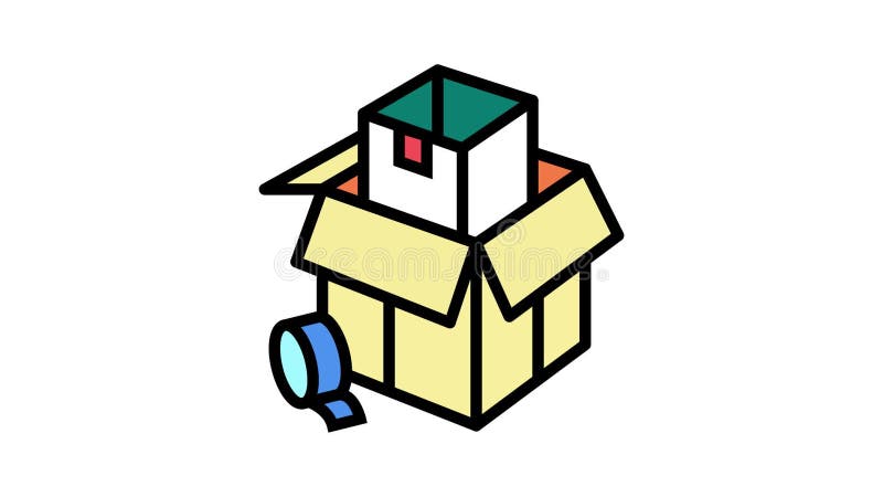 Packaging and Wrapping Parcel Color Icon Animation Stock Video - Video ...