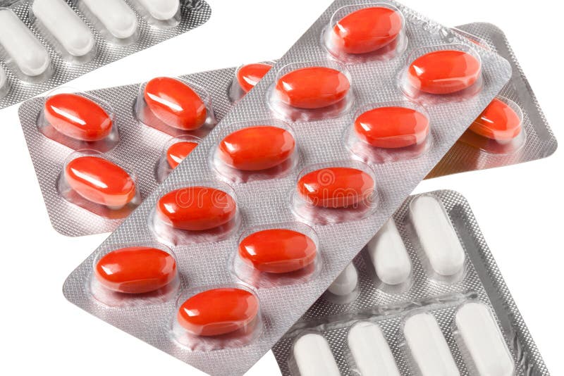 Packagings De Tabletas Rojas Y Blancas Foto de archivo - Imagen de ...