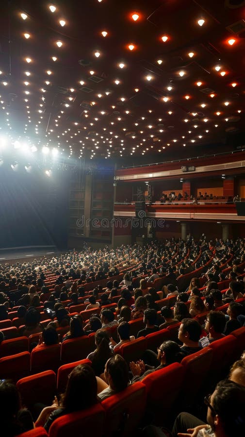 Packed Auditorium with Audience Watching a Stage Performance Under ...