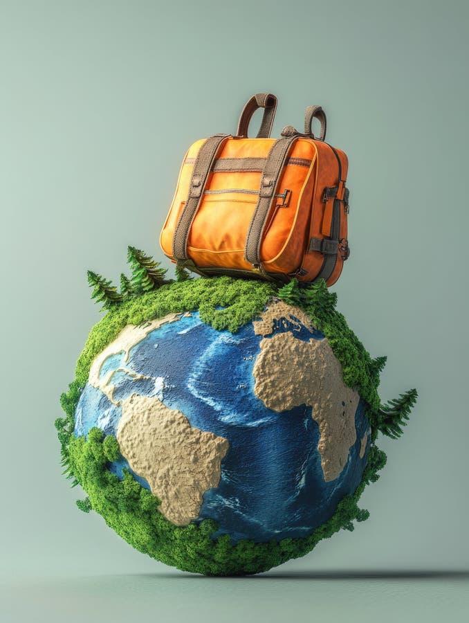 Packed Backpack on Earth stock photo. Image of globe - 364298270