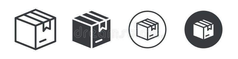 Packed Box Icon Vector Logo Outline Stock Vector - Illustration of ...