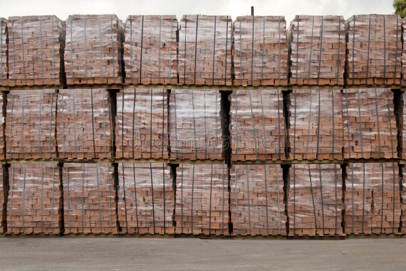 Heap of Bricks on a Palette - Building Supplies Stock Photo - Image of ...