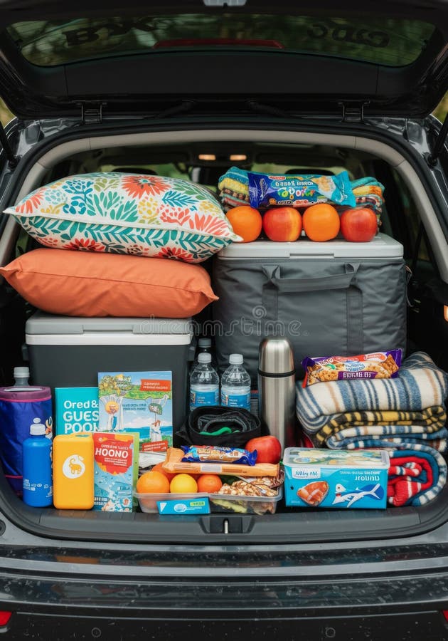 Packed Car Trunk Ready for Camping Trip Stock Illustration ...