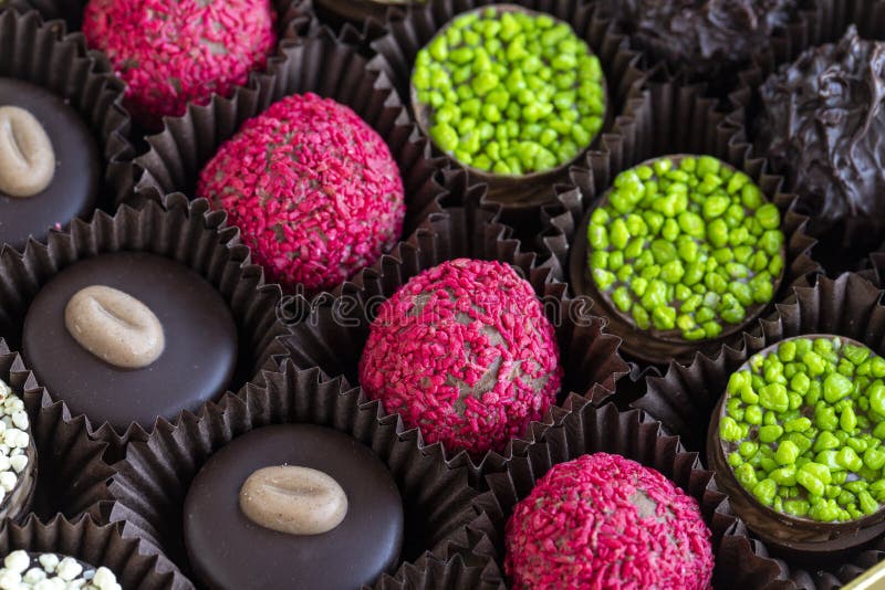 Packed Chocolate. Assortment of Packed Truffle Chocolates on a White ...
