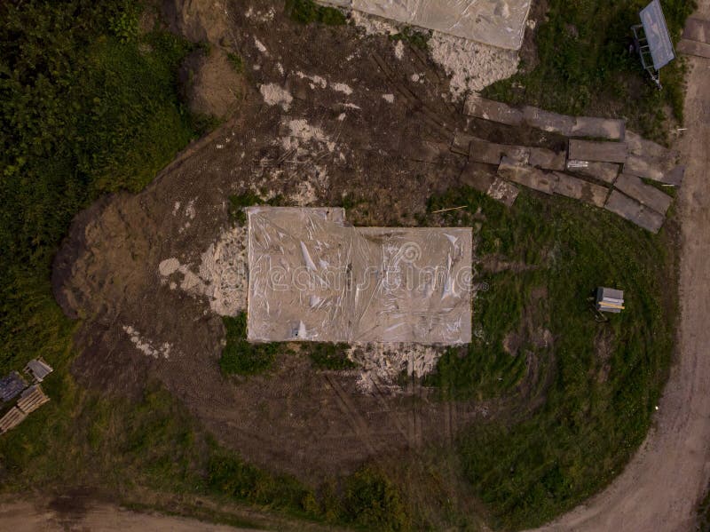 Packed Concrete Foundation Prepared for Next Step of Building Stock ...