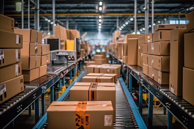 Packed Courier on Production Line Stock Illustration - Illustration of ...