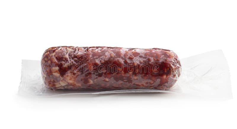 Packed Dry Salami Isolated on White Background Stock Image - Image of ...