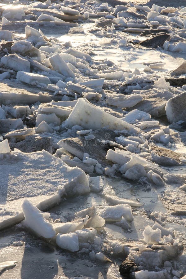 Packed ice in river delta stock image. Image of water - 275471269