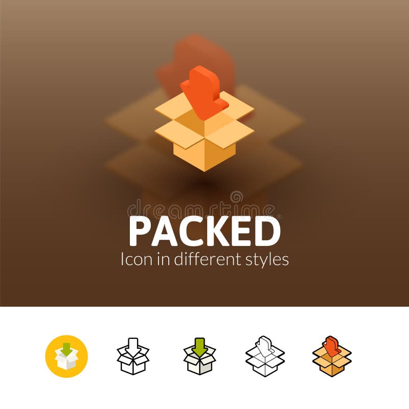 Packed Icon in Different Style Stock Vector - Illustration of line ...