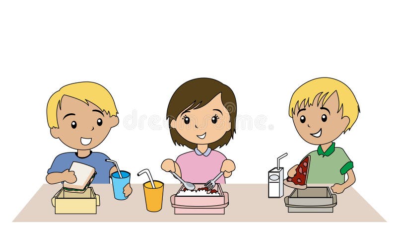 Kids Eating In Class Cartoon