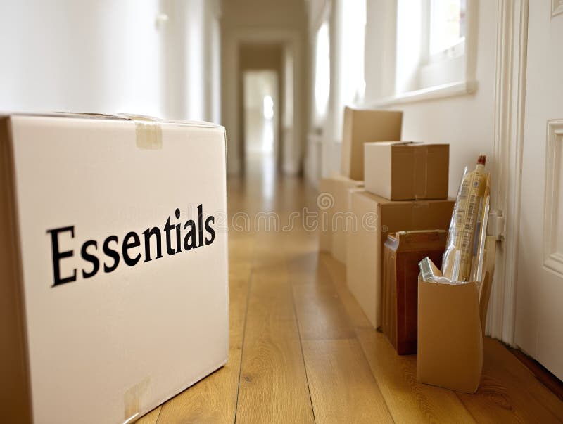 Packed Moving Boxes in an Empty Hallway Signal a Transition To a New ...