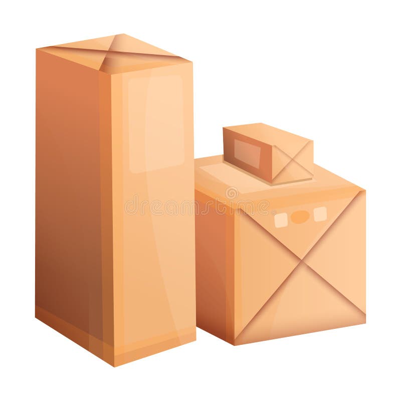 Packed Parcel Box Icon, Cartoon Style Stock Vector - Illustration of ...