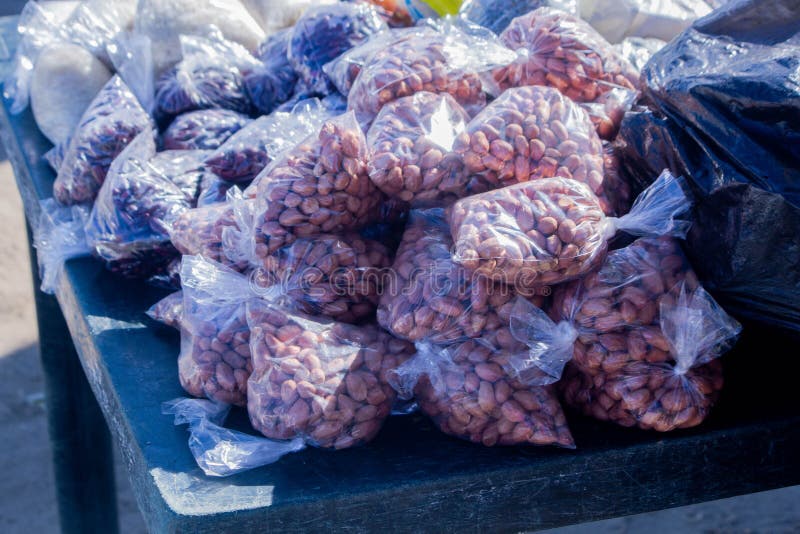 Packed Peanuts on a Market Table Stock Photo - Image of food, dessert ...