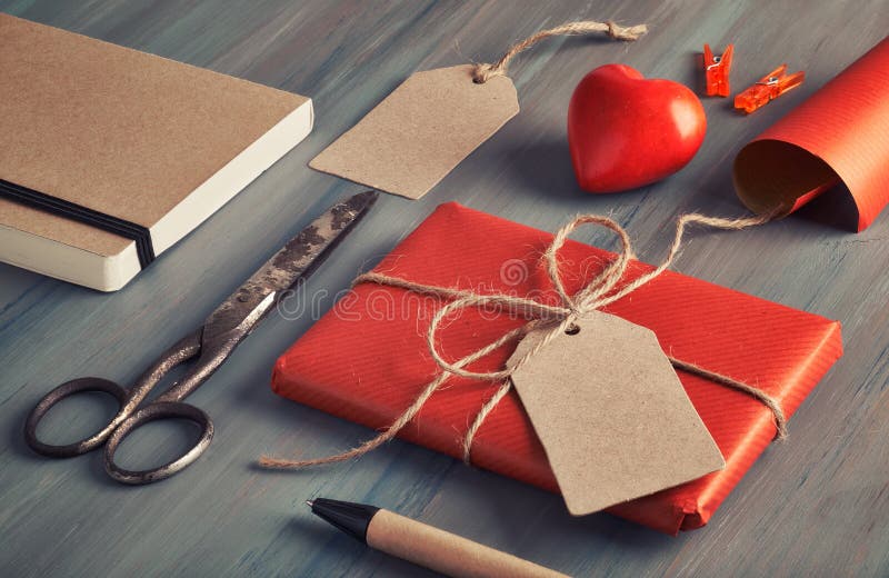 Packed Present, Wrapping Paper, Labels and Decorations on Rusti Stock ...