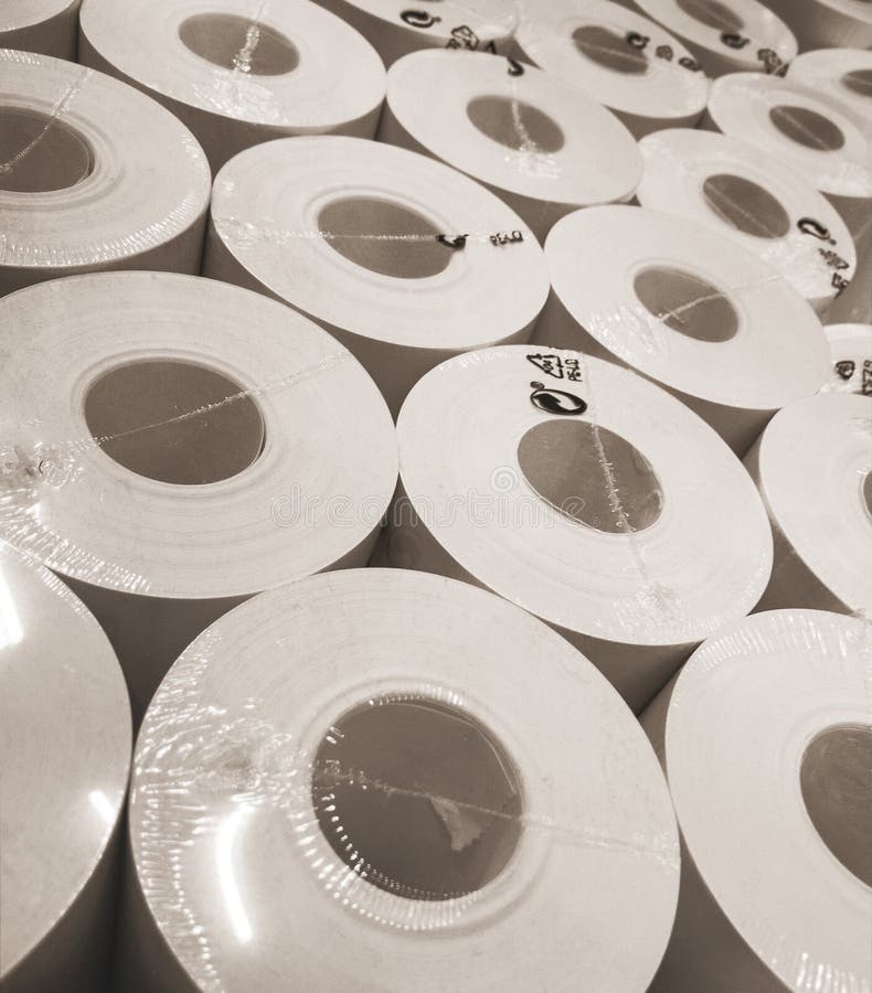 Packed Rolls of Industrial Paper Stock Image - Image of white ...