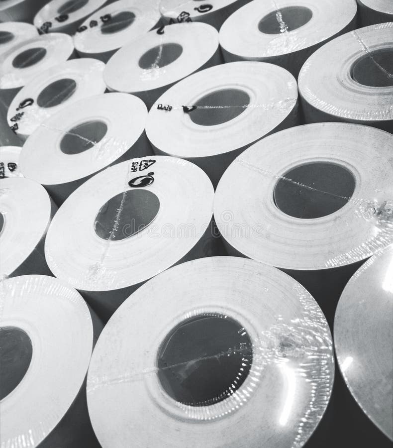 Packed Rolls of Industrial Paper Stock Image - Image of material ...