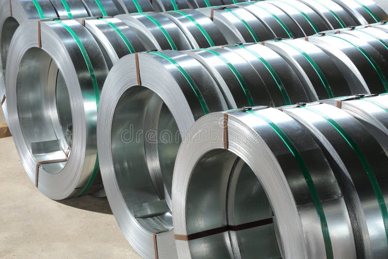 Packed Rolls of Steel Sheet Stock Photo - Image of industrial, sheet ...