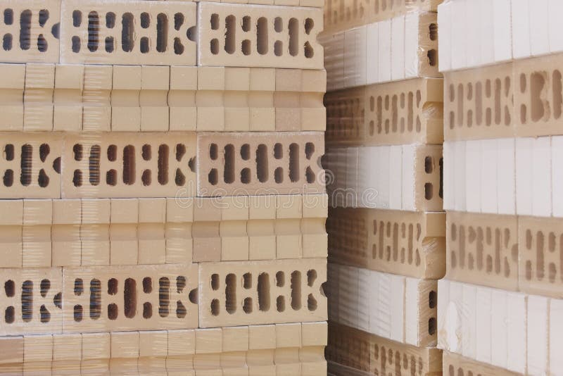 Packed and Stacked Bricks. Construction Industry Stock Photo - Image of ...