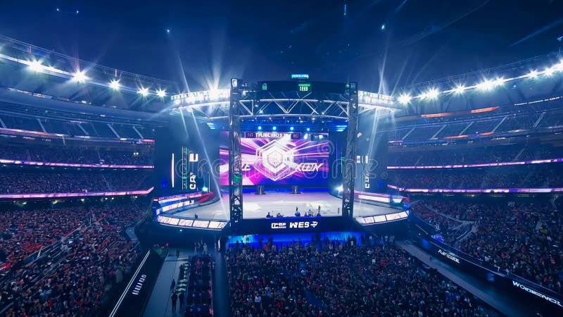 A Packed Stadium with Bright Lights and a Large Screen Showing Event ...