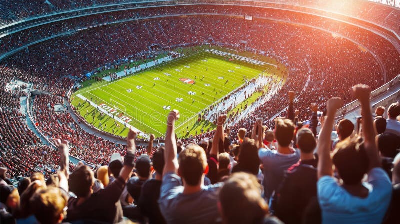 A Packed Stadium during a High-energy Sports Stock Illustration ...