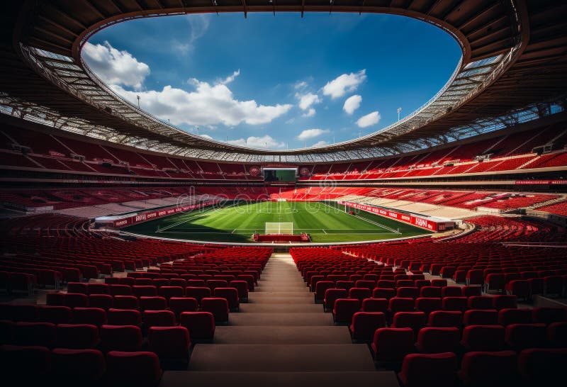 A Packed Stadium with Vibrant Red Seats Stock Image - Image of ...
