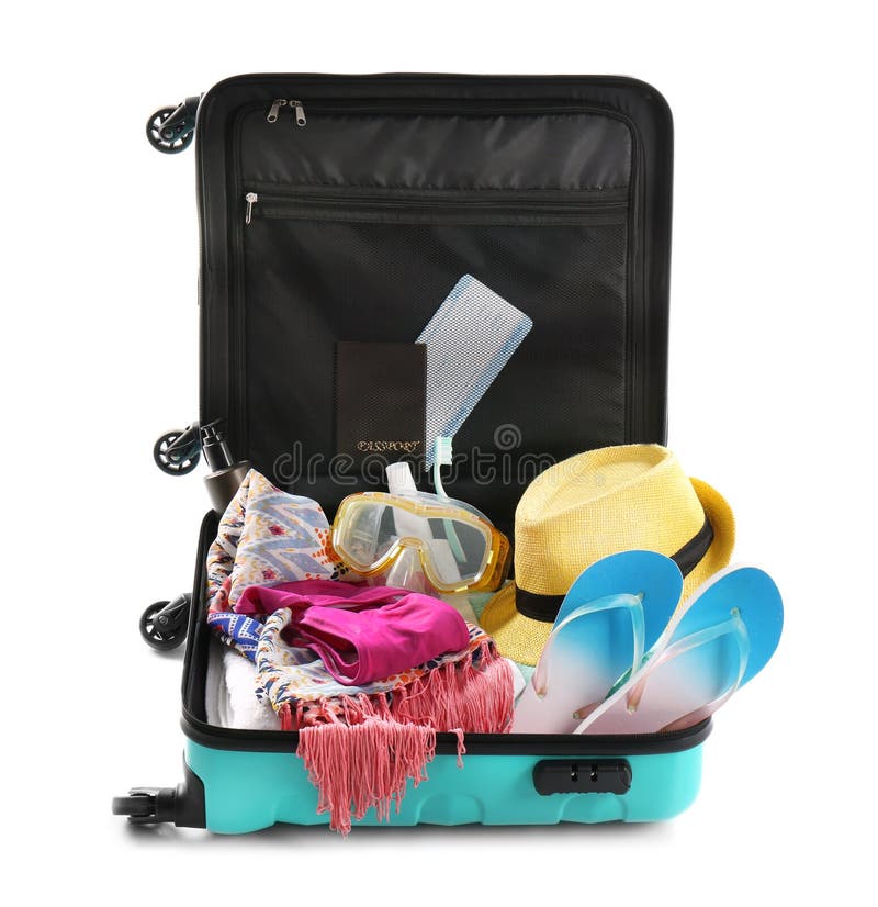 Packed Suitcase with Summer Clothes and Accessories Stock Photo - Image ...