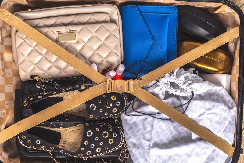 Packed suitcase stock image. Image of shoes, documents - 70079405