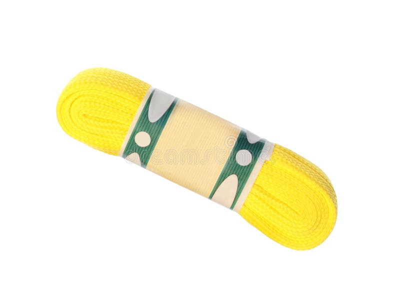 Packed Yellow Shoe Lace Isolated on White Stock Photo - Image of bright ...