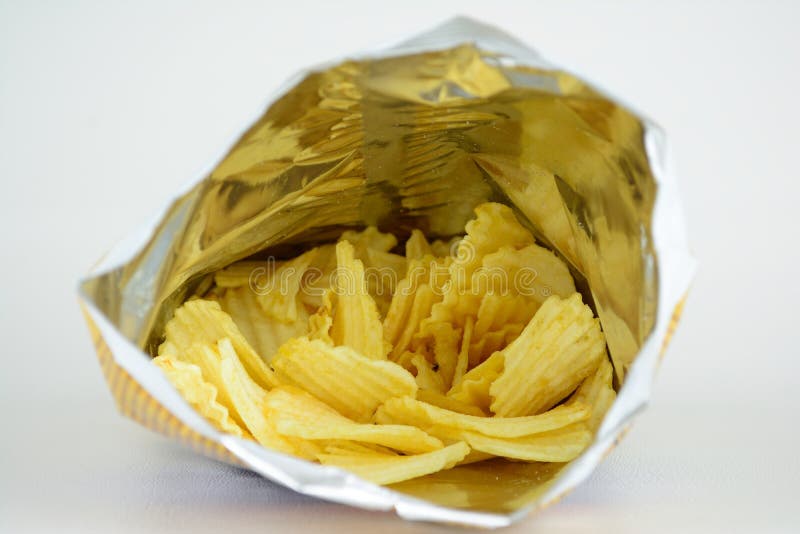 A Packet of Crinkle Cut Chips Stock Photo - Image of crinkle, salty ...