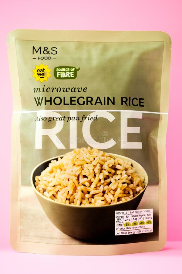 Packet of Marks and Spencer Microwave Wholegrian Rice Editorial ...