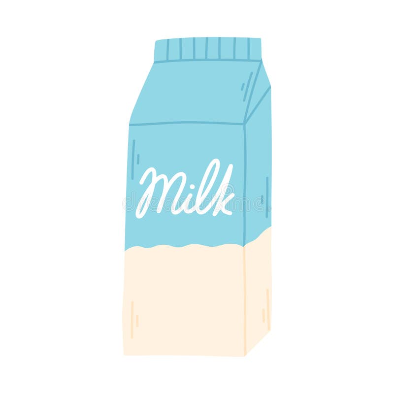 Packet of Milk in Flat Style. Hand Drawn Farm Milk. Vector Illustration ...