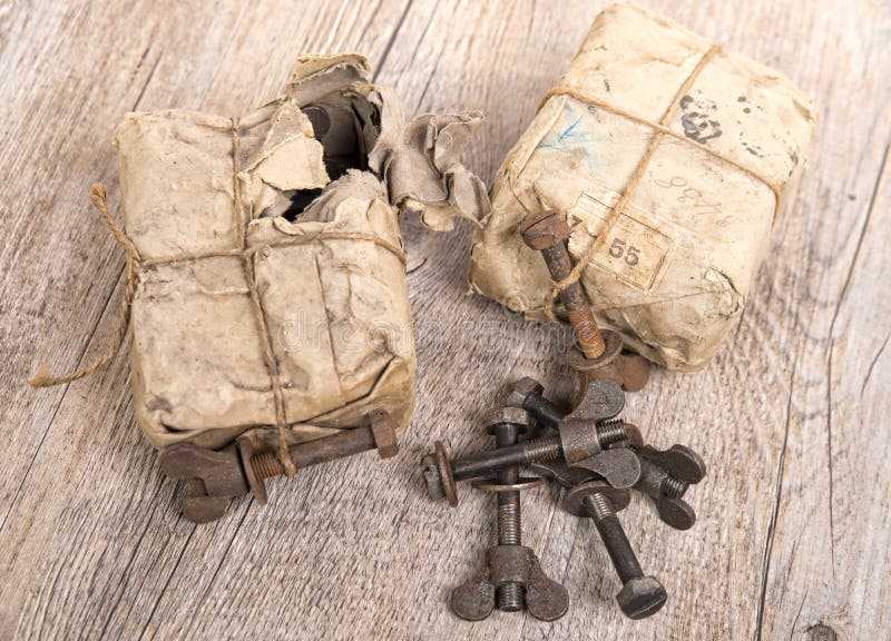 Packets old bolts stock photo. Image of nuts, industrial - 40601576