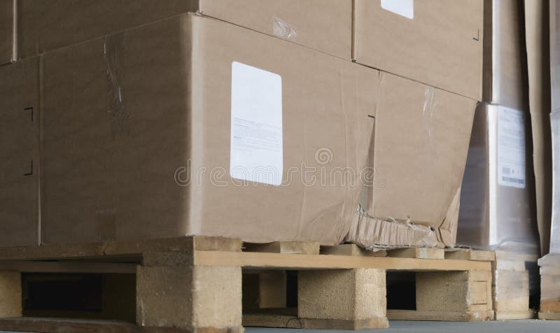 The Packing Box on the Pallet with the Goods is Torn Stock Image ...