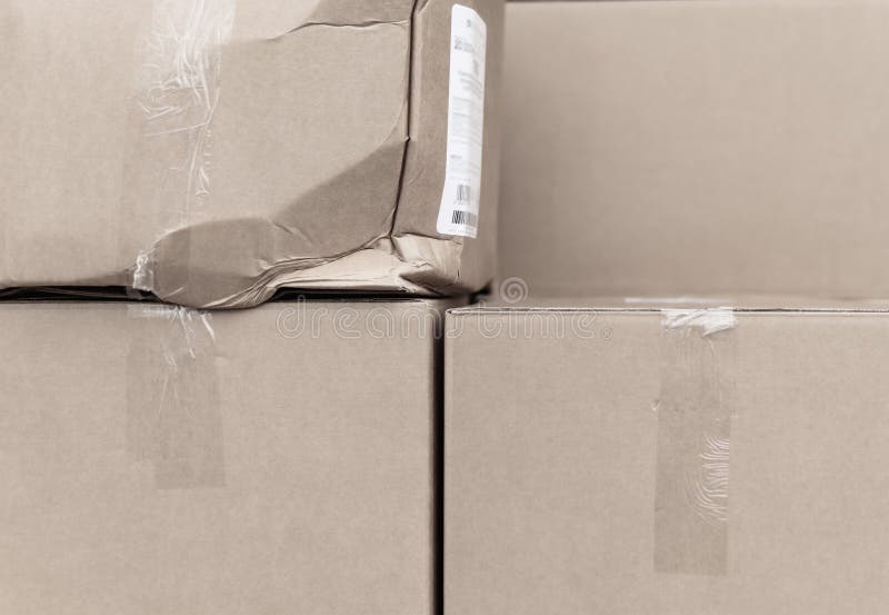 The Packing Box on the Pallet with the Goods is Torn Stock Photo ...