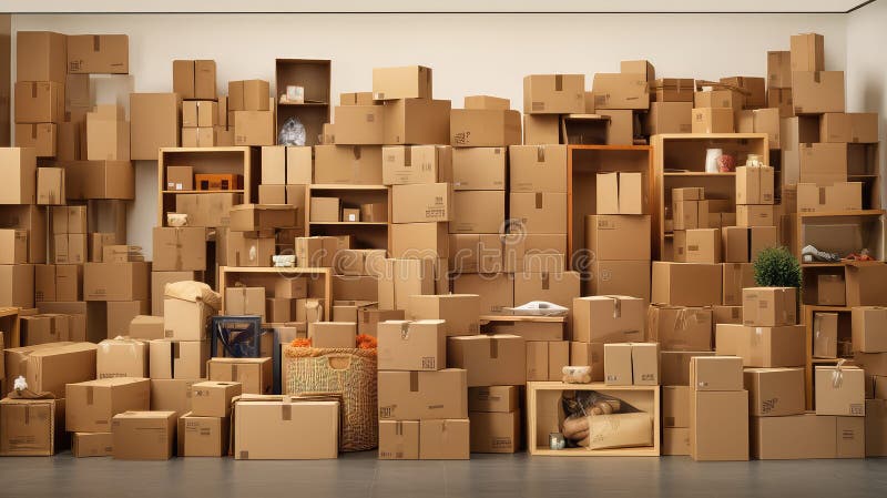 Packing boxes moving stock illustration. Illustration of packing ...