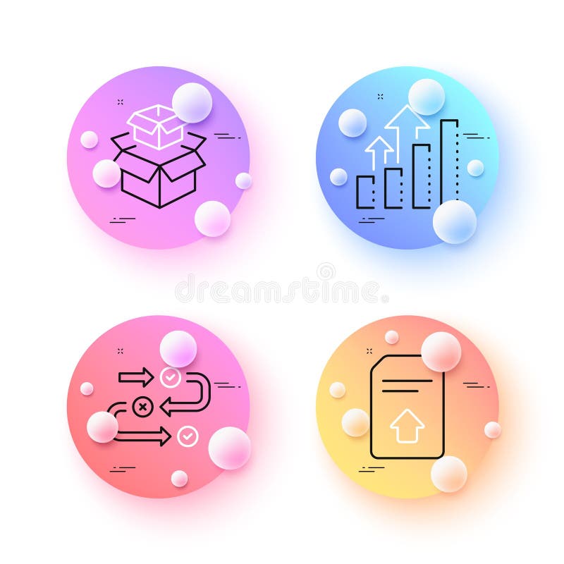 Packing Boxes, Upload File and Analysis Graph Minimal Line Icons. for ...