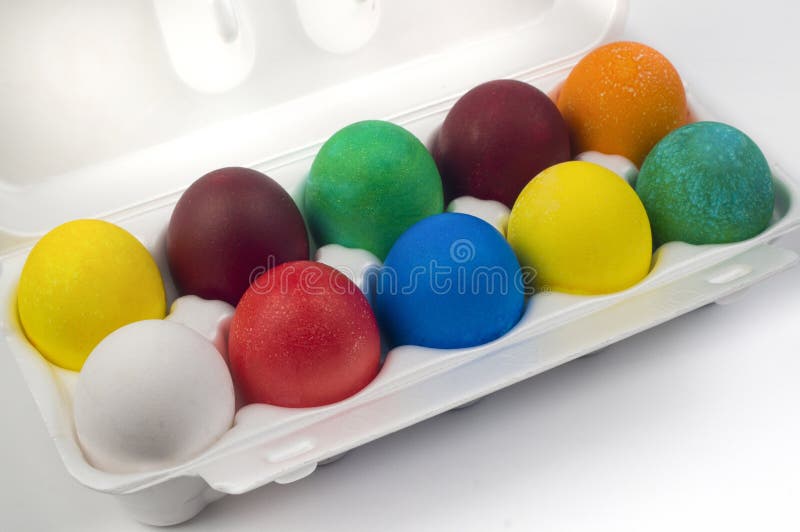 Packing of Bright Colored Painted Eggs for Easter in a Tray Ten Pieces ...