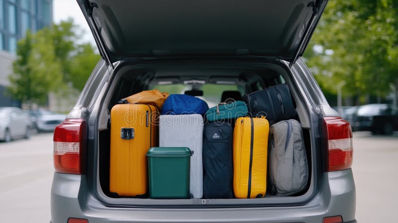 Packing the Car for a Scenic Road Adventure. Stock Illustration ...