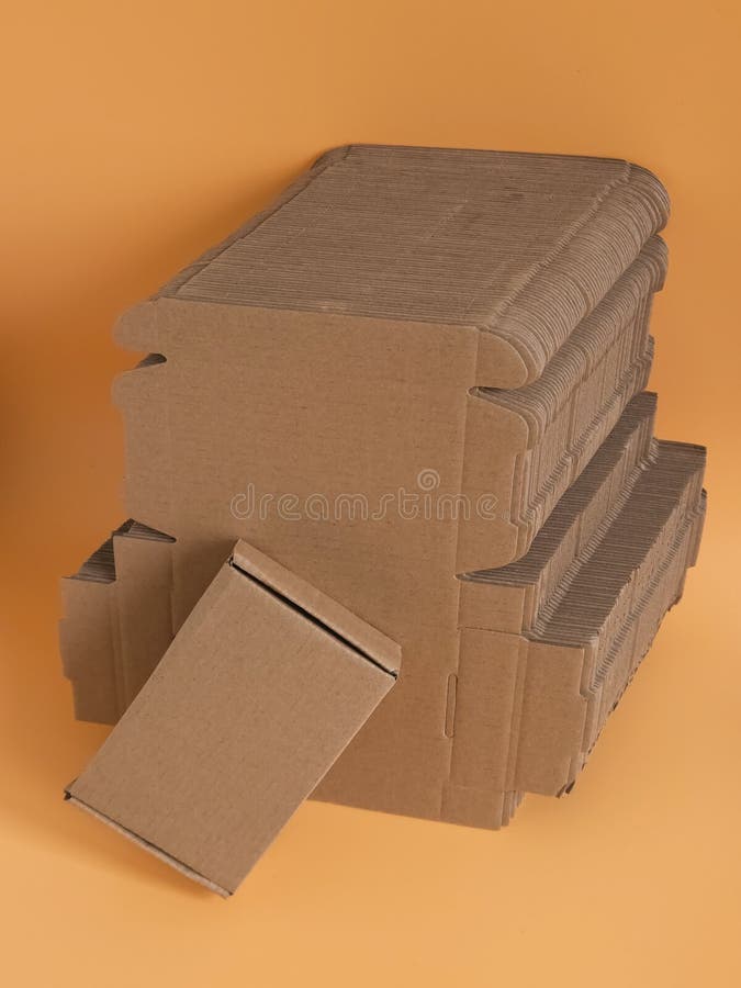 Packing Cardboard Small Unfolded Cartons Stock Image - Image of ...