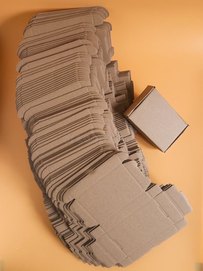 Packing Cardboard Small Unfolded Cartons Stock Image - Image of ...