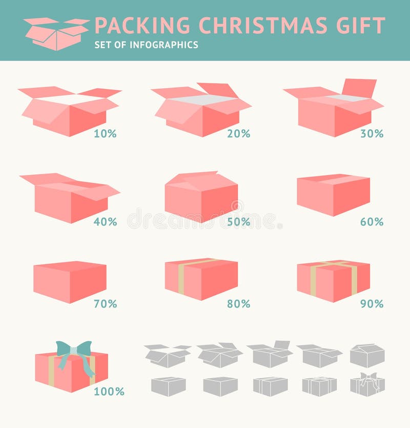 Packing of Christmas Gift. stock vector. Illustration of export - 46127754