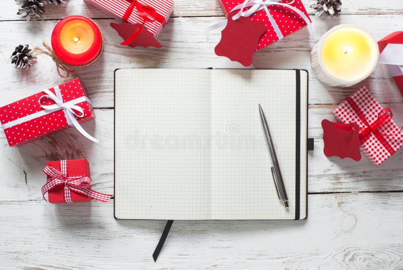 Packing Christmas gifts. stock photo. Image of note, card - 80477430