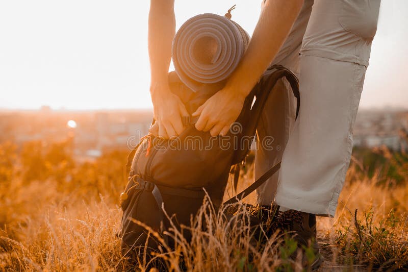 Close Up of a Mans Hands Packing His Backpack Stock Image - Image of ...