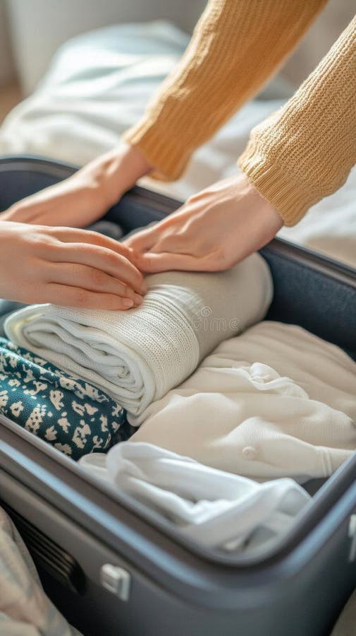 Packing Clothes for a Trip, a Step-by-Step Guide Stock Illustration ...