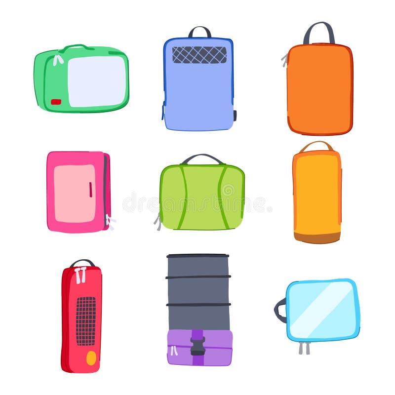 Packing Cube Set Cartoon Vector Illustration Stock Illustration ...