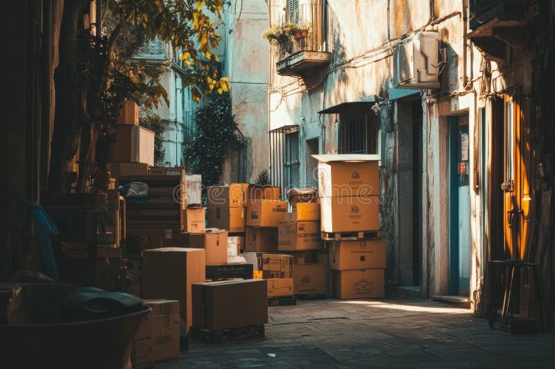 The Packing Delivery Process Involves Movers Moving Houses with Boxes ...