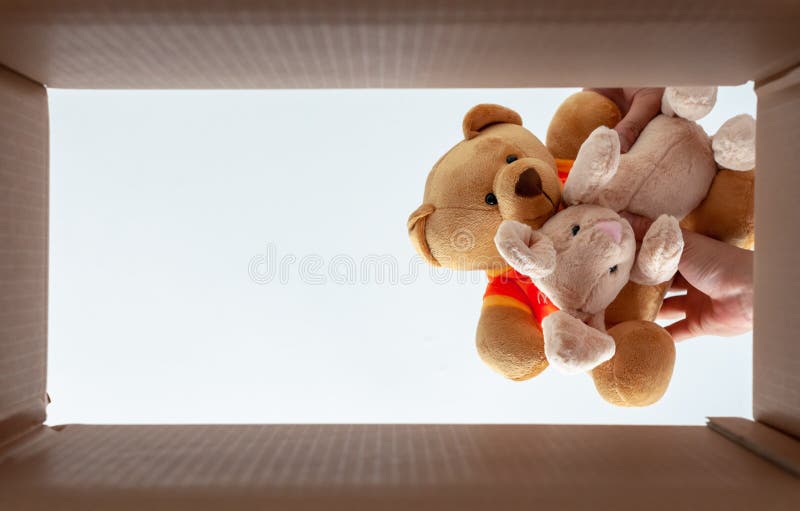 Packing Dolls in the Box for House Moving. Photo Takes from Bottom View ...