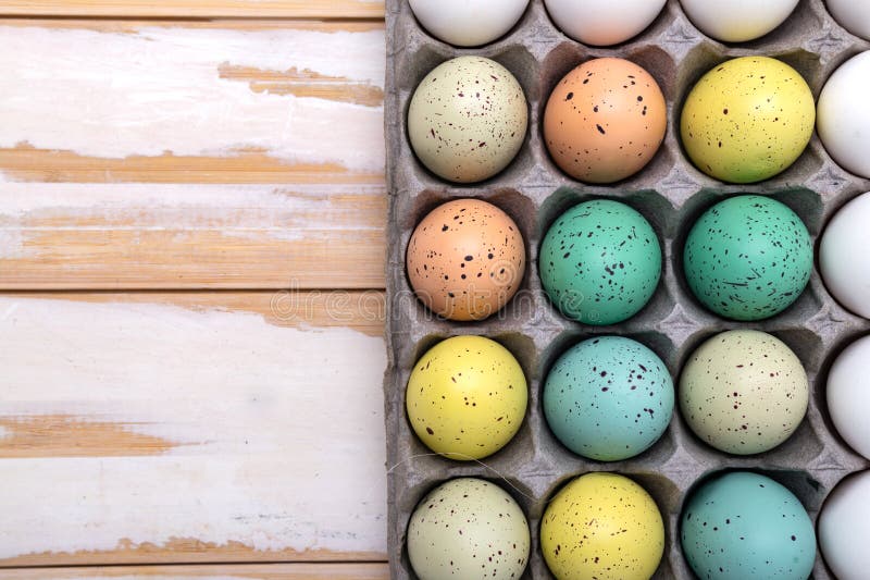 Packing of Easter Eggs. View from Above Stock Photo - Image of packing ...