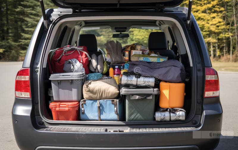 Packing for a Family Road Trip on Generative Ai. Stock Illustration ...