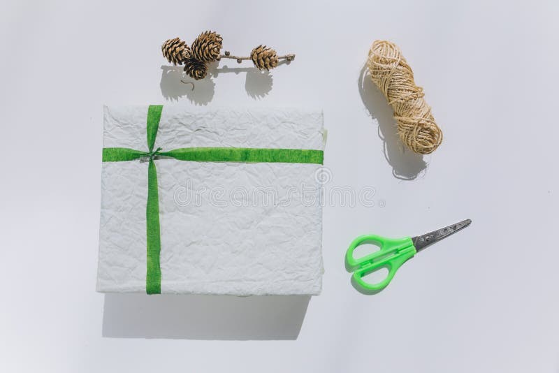 Packing Gift Box with Wrapping Paper Stock Image - Image of packing ...